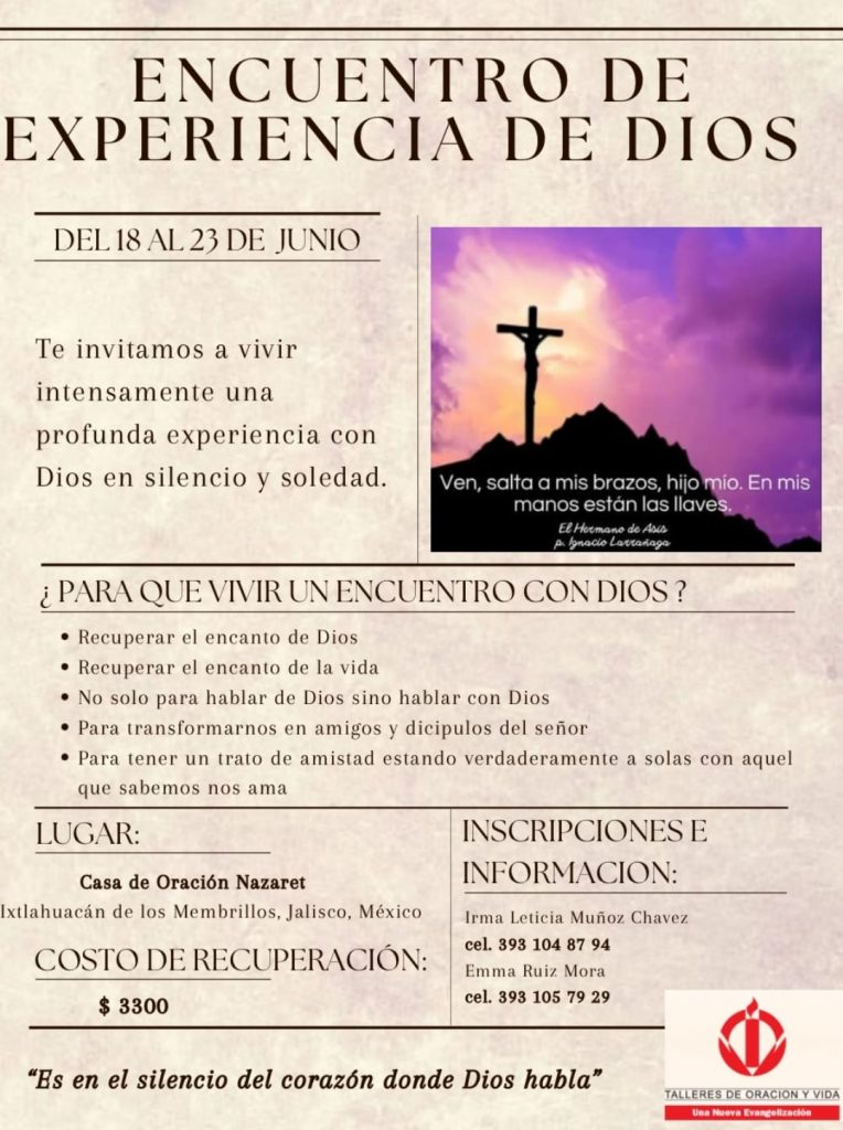 PRÓXIMO ENCUENTRO EXPERIENCIA DE DIOS EN JALISCO (MÉXICO) – TOVPIL